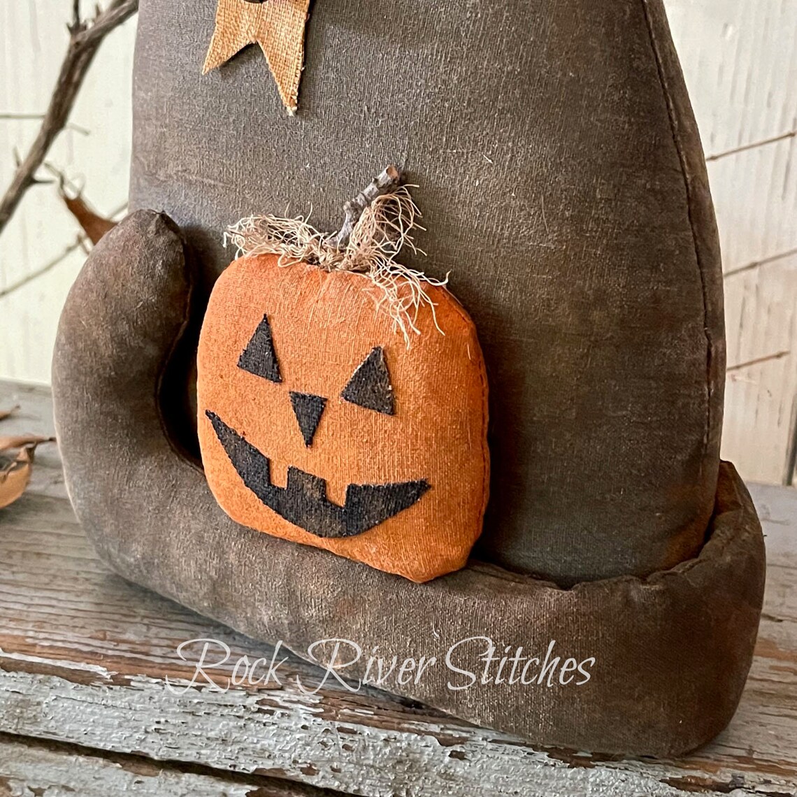 Digital PDF Sewing Pattern, Primitive Halloween Black Cat and Pumpkin ...
