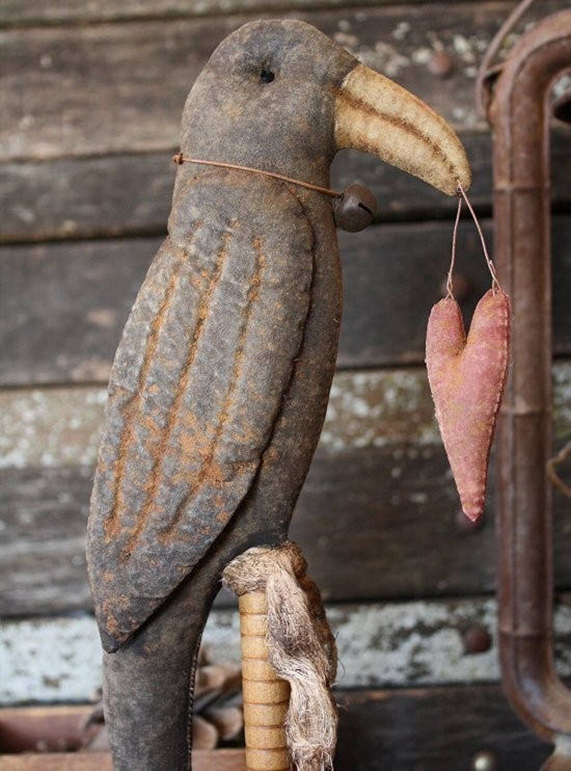 PATTERN Primitive Folk Art Crow Heart Make Do E-PATTERN | Etsy