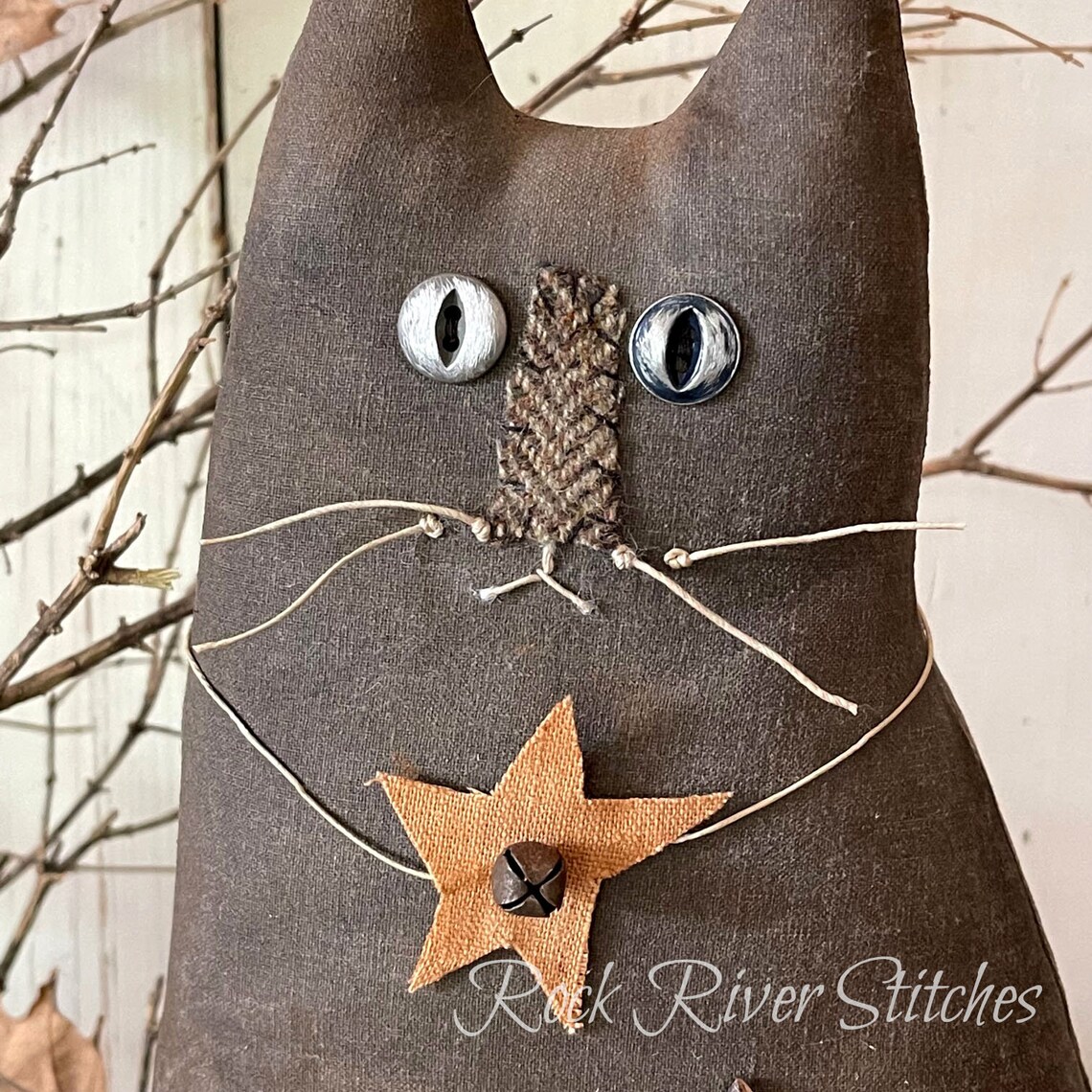 Digital PDF Sewing Pattern, Primitive Halloween Black Cat and Pumpkin ...