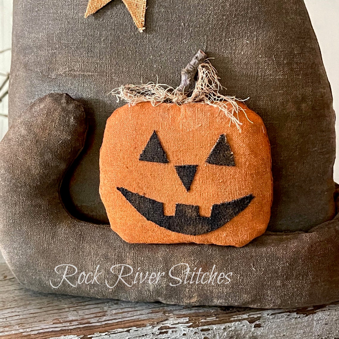 Digital PDF Sewing Pattern, Primitive Halloween Black Cat and Pumpkin ...