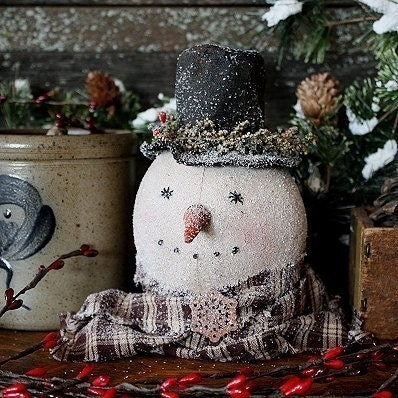 PATTERN Primtive Frosty Snowman Head Make Do Digital PDF | Etsy