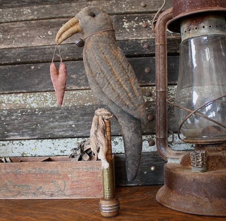 PATTERN Primitive Folk Art Crow Heart Make Do E-PATTERN - Etsy