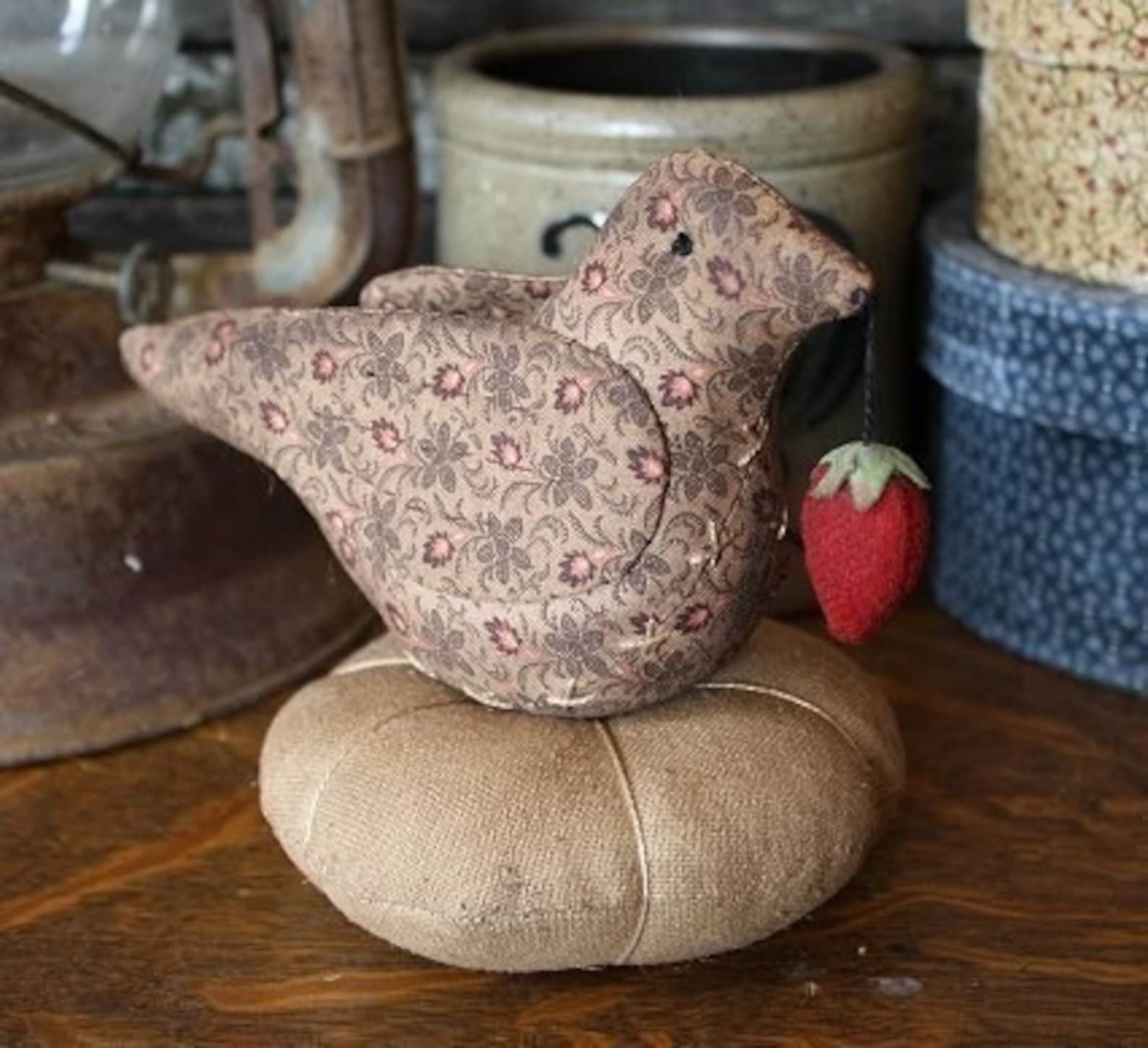 PATTERN Primitive Folk Art Bird Pincushion Digital PDF Pattern ...
