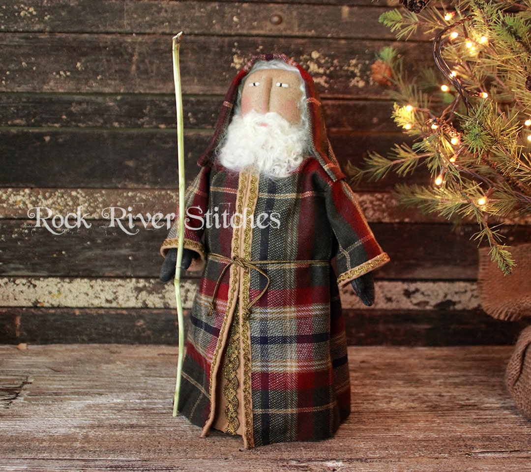 PATTERN Primitive Old World Santa Pattern, Christmas Folk Art Santa ...