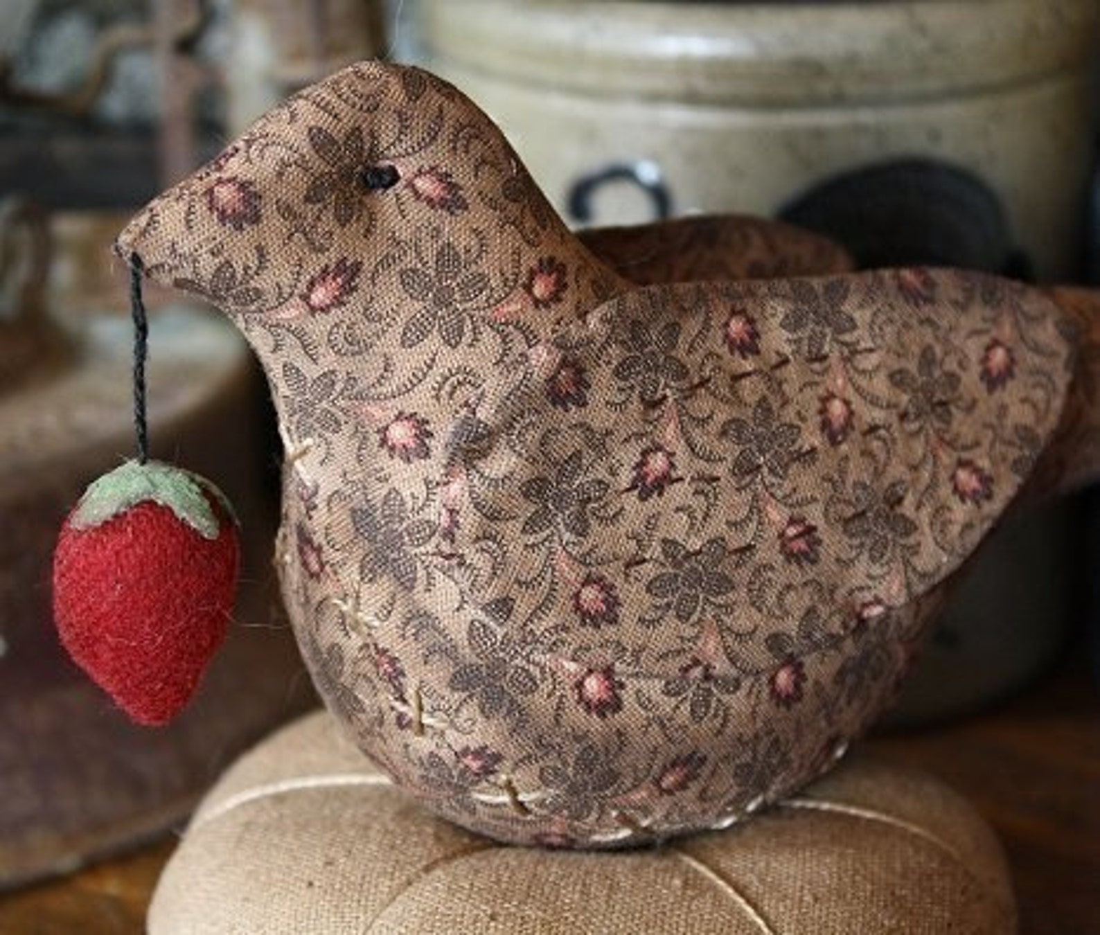 PATTERN Primitive Folk Art Bird Pincushion Digital PDF Pattern ...