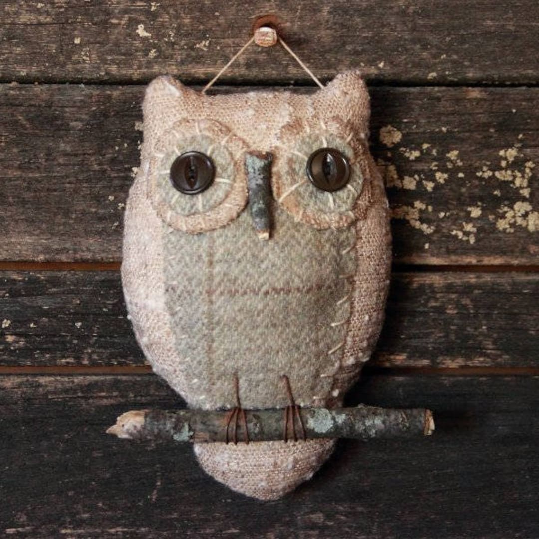 PATTERN Primitive Owl Folk Art Ornie Digital PDF Pattern, Owl Sewing ...