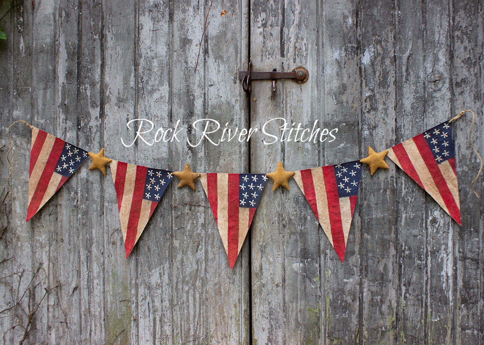 PDF Pattern Primitive Americana Flag Pennant Banner Sewing Pattern Home ...