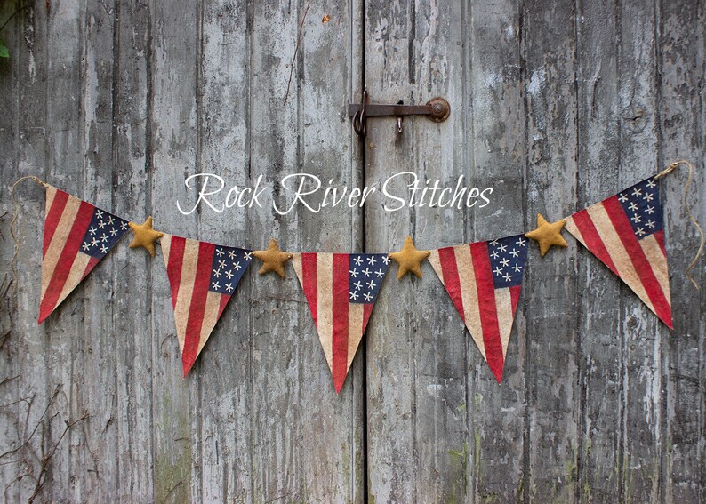 PDF Pattern Primitive Americana Flag Pennant Banner Sewing - Etsy