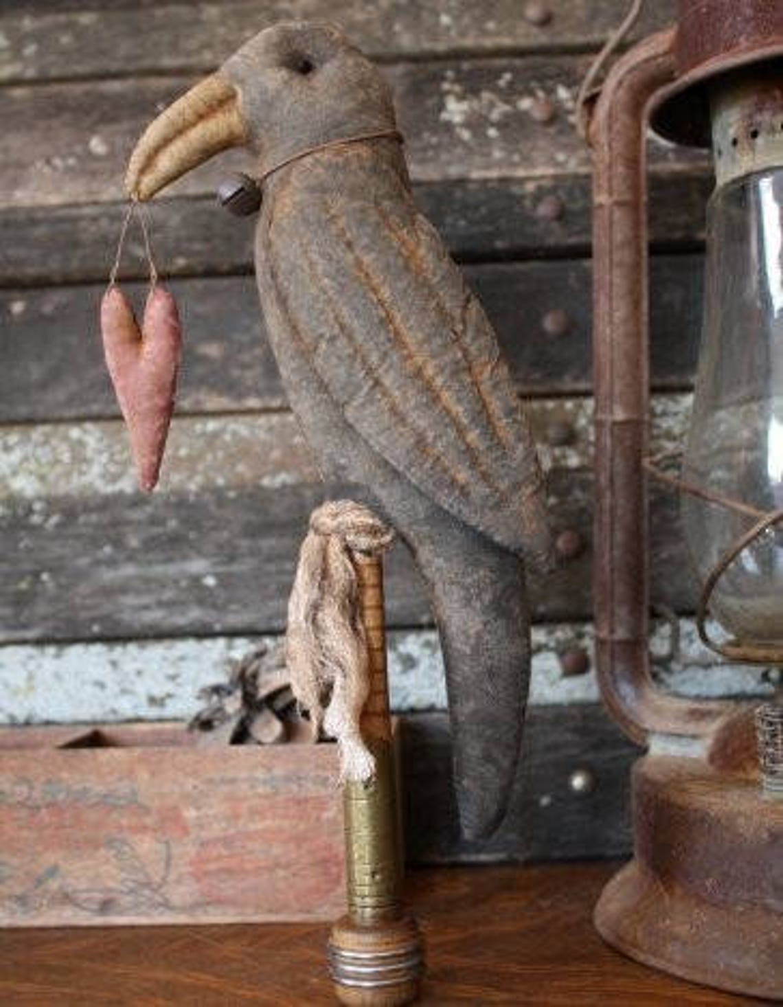 PATTERN Primitive Folk Art Crow Heart Make Do E-PATTERN - Etsy