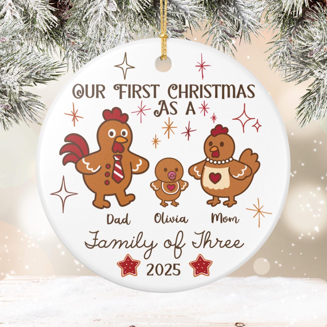 Personalized Gingerbread Chicken Family Ornament: Custom Names ...