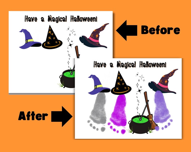 Printable Halloween Footprint Art, Halloween Footprint Craft, Halloween ...