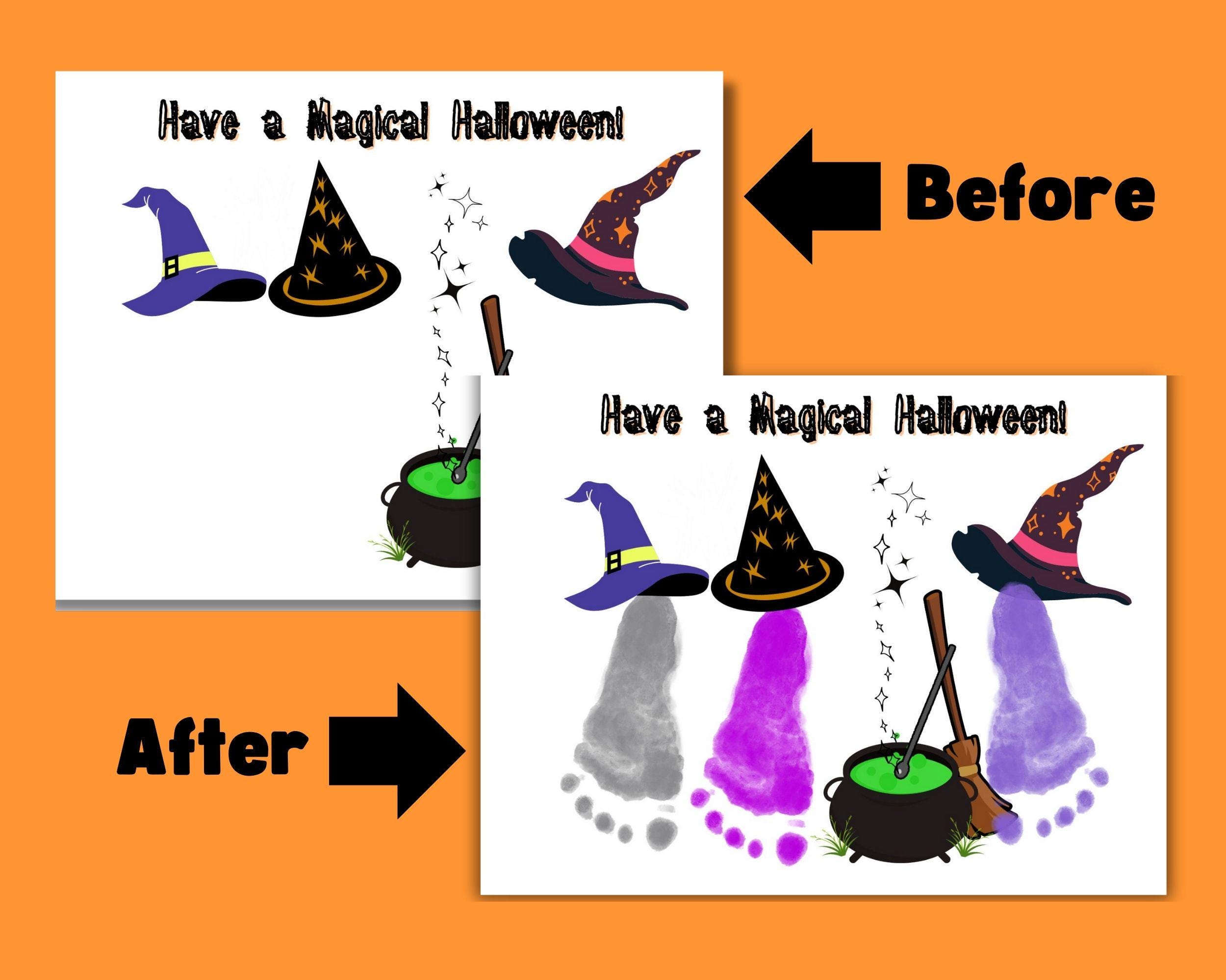 Printable Halloween Footprint Art, Halloween Footprint Craft, Halloween ...