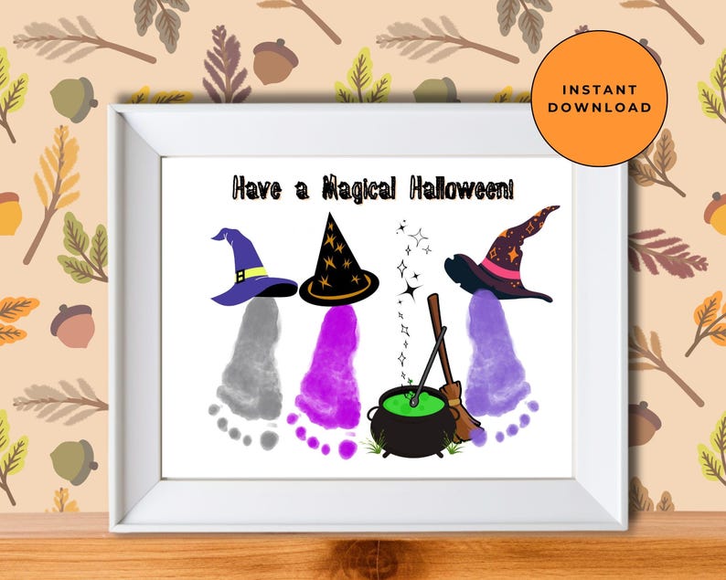 Printable Halloween Footprint Art, Halloween Footprint Craft, Halloween ...