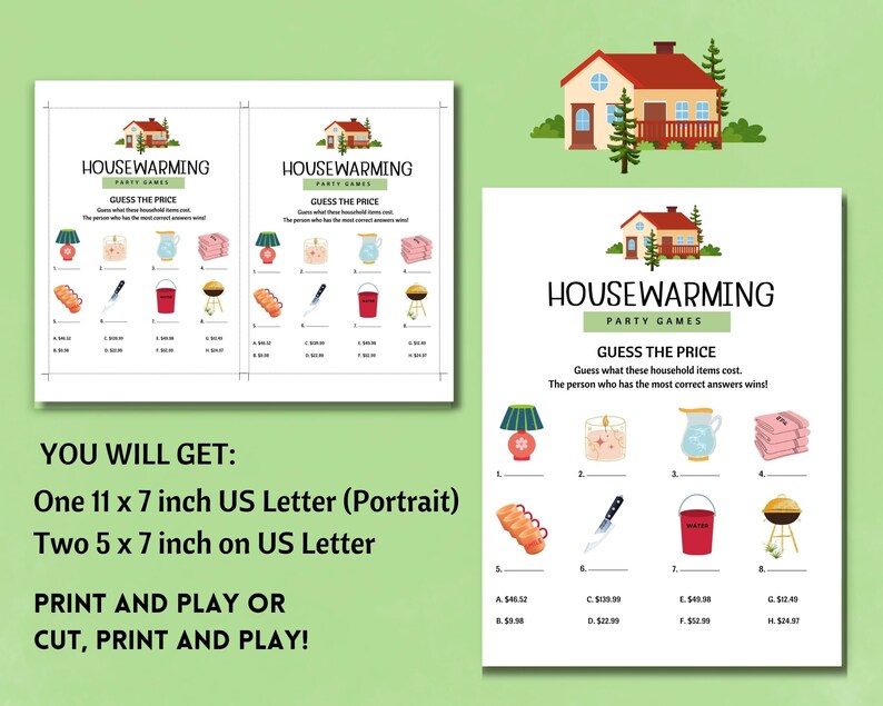 Guess the Price, Housewarming Party Games, Printable Game, Housewarming ...