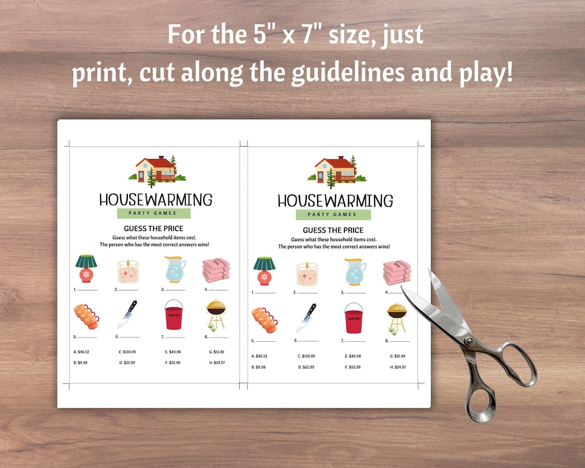 Guess the Price, Housewarming Party Games, Printable Game, Housewarming ...