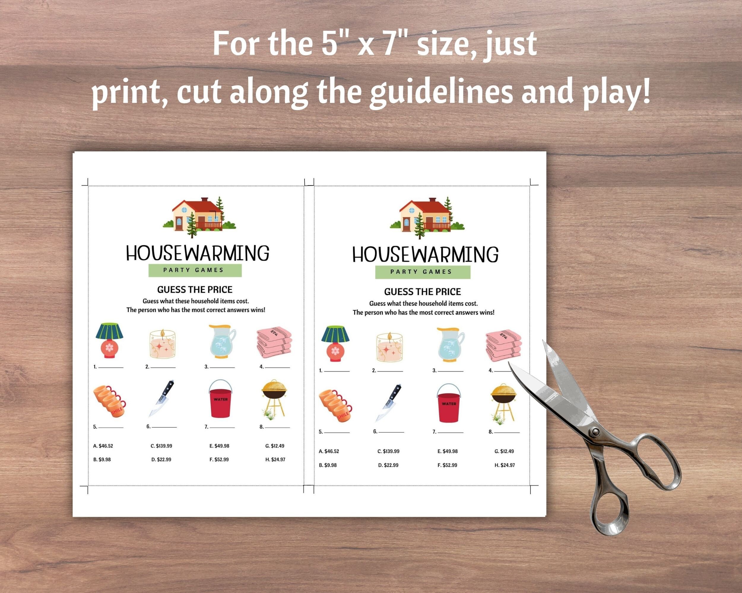 Guess the Price, Housewarming Party Games, Printable Game, Housewarming ...