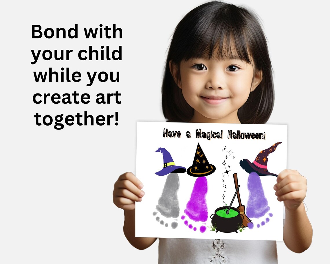Printable Halloween Footprint Art, Halloween Footprint Craft, Halloween ...