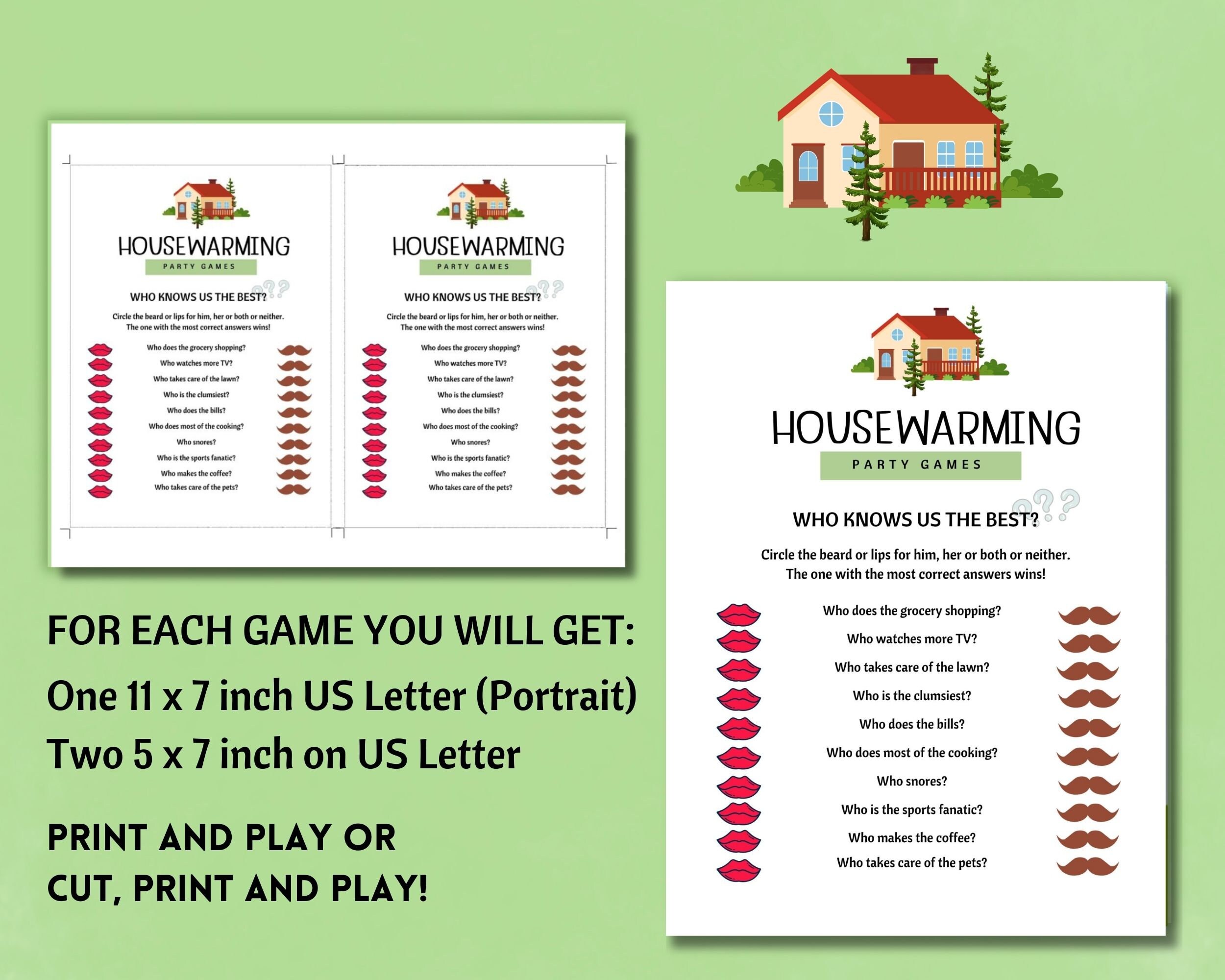 Who Knows Us Best, Housewarming Party Games, Printable Game ...