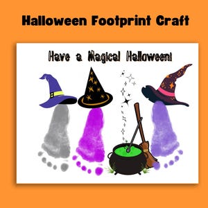 Printable Halloween Footprint Art, Halloween Footprint Craft, Halloween ...