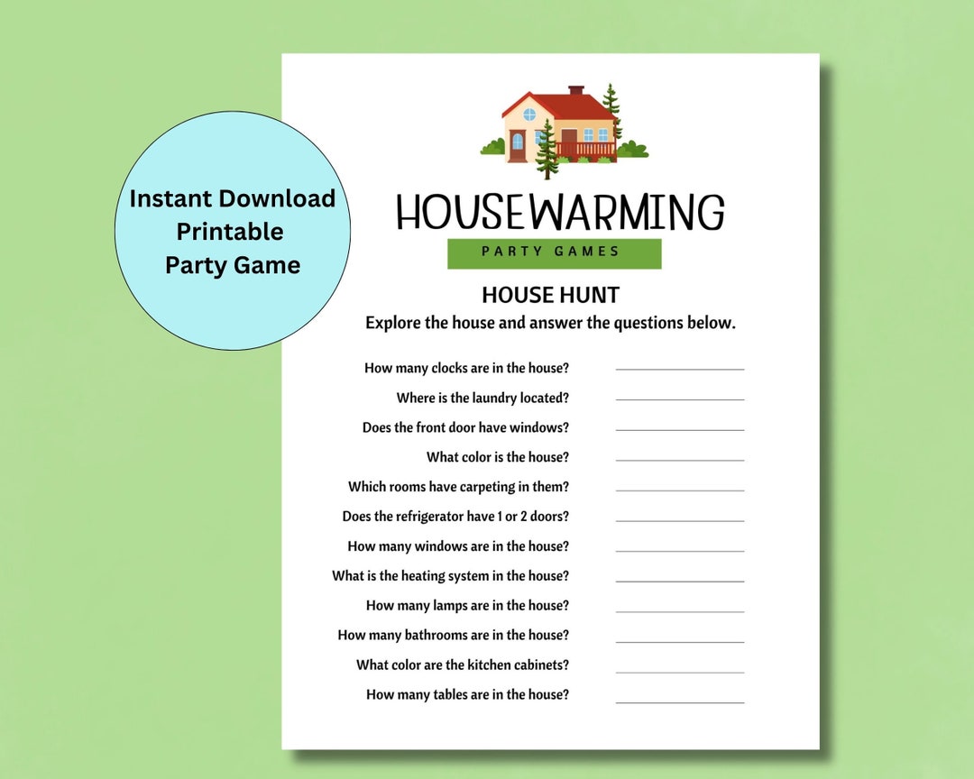 House Hunt Game, Housewarming Party Games, Printable Game, Housewarming ...