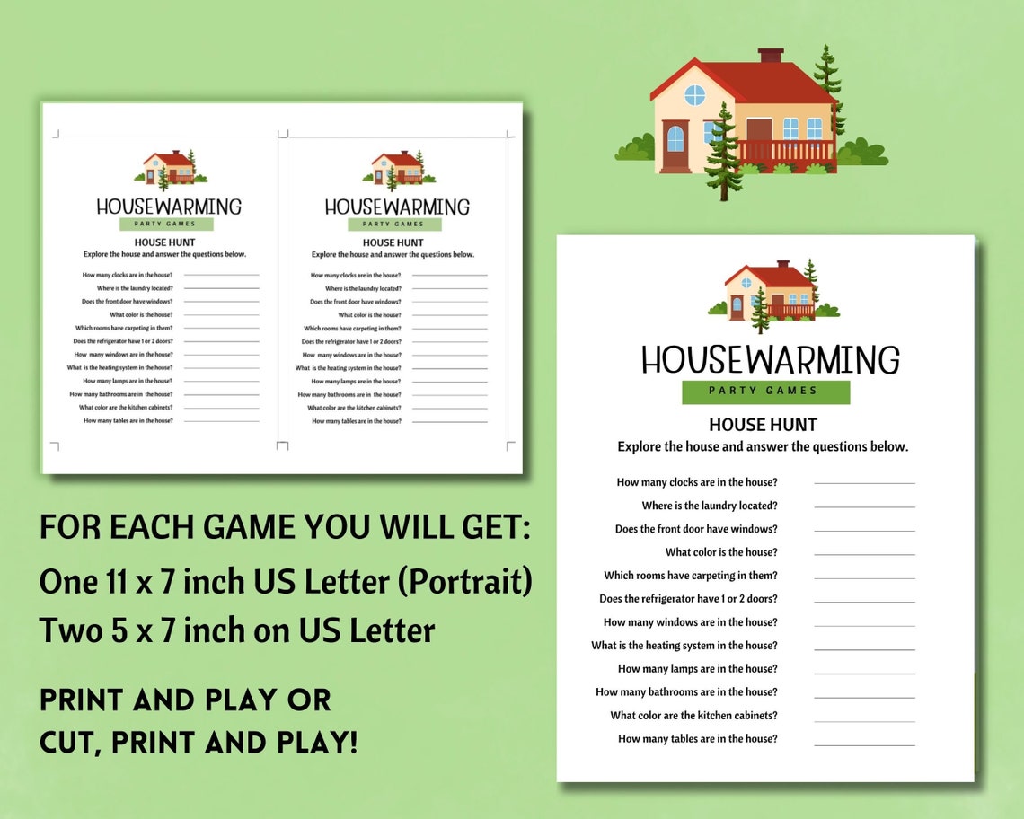 House Hunt Game, Housewarming Party Games, Printable Game, Housewarming ...