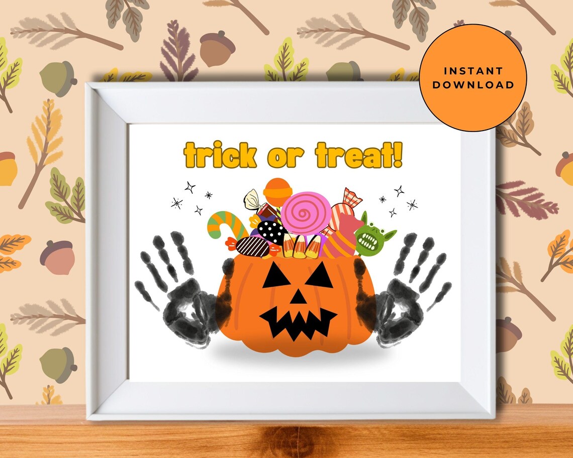 Halloween Handprint Craft Printable, Halloween Handprint Art, Halloween ...