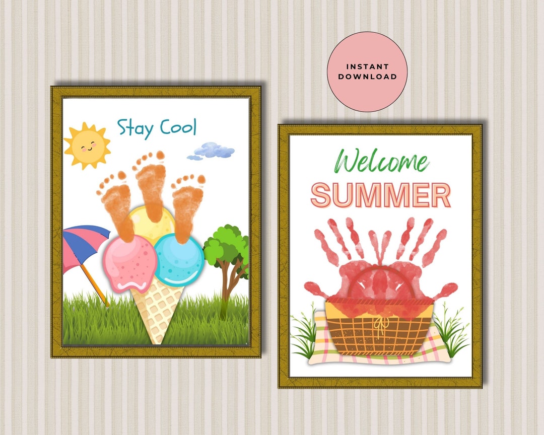 Welcome Summer Handprint Craft, Stay Cool Footprint Art, Handprint Art ...