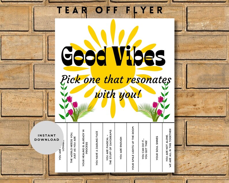 Positive Affirmation Tear-off Flyer, Tear-off Compliments Printable ...