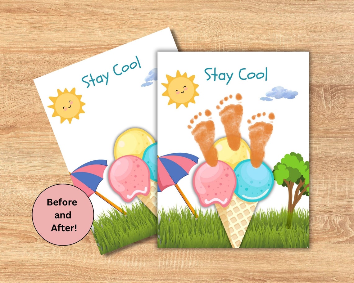 Welcome Summer Footprint Craft, Stay Cool Footprint Art, Footprint Art ...