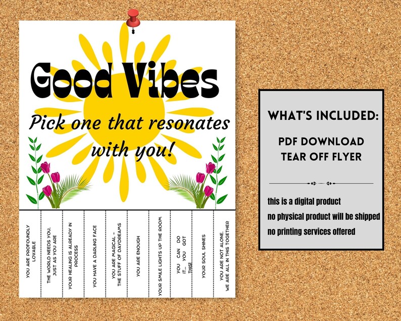Positive Affirmation Tear-off Flyer, Tear-off Compliments Printable ...
