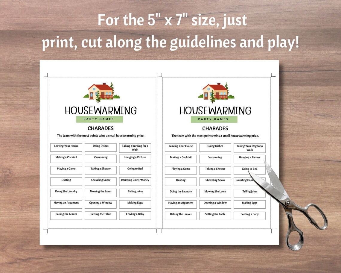 Charades, Housewarming Party Games, Printable Game, Housewarming ...