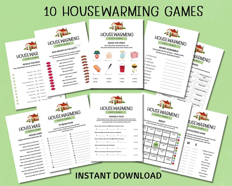 Housewarming Party Games, Printable Games, Housewarming Activities, New ...