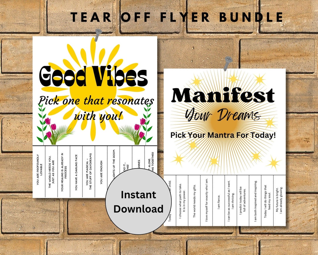 Positive Affirmation Tear-off Flyer Bundle, Tear-off Compliments, Self ...