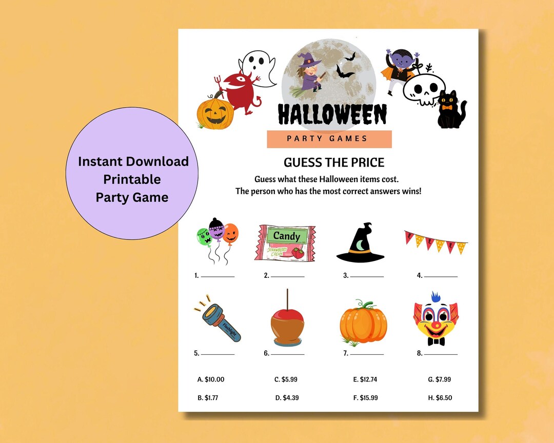 Halloween Guess the Price Game, Halloween Party Game, Halloween Games ...