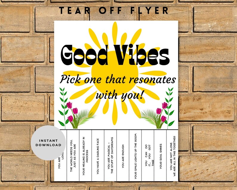 Positive Affirmation Tear-off Flyer, Tear-off Compliments Printable ...