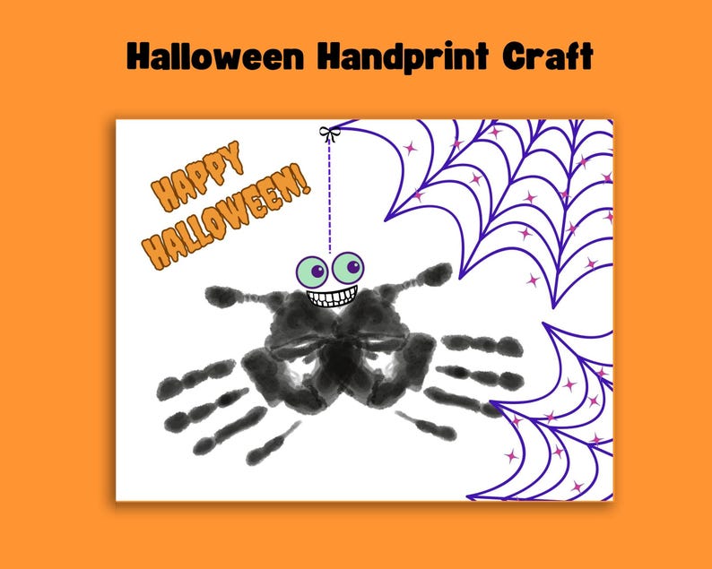 Halloween Handprint Craft Printable, Halloween Handprint Art, Halloween ...
