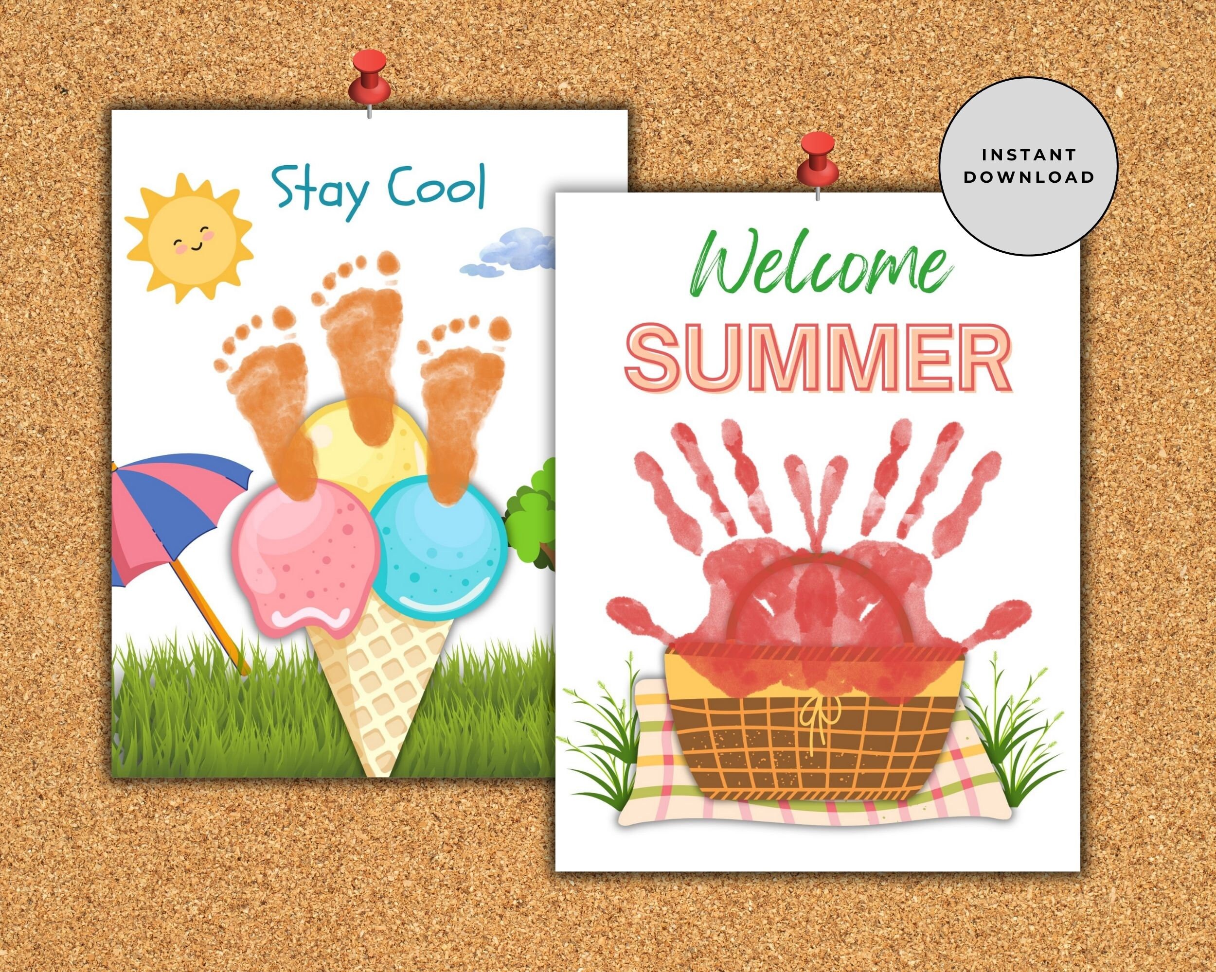 Welcome Summer Handprint Craft, Stay Cool Footprint Art, Handprint Art ...