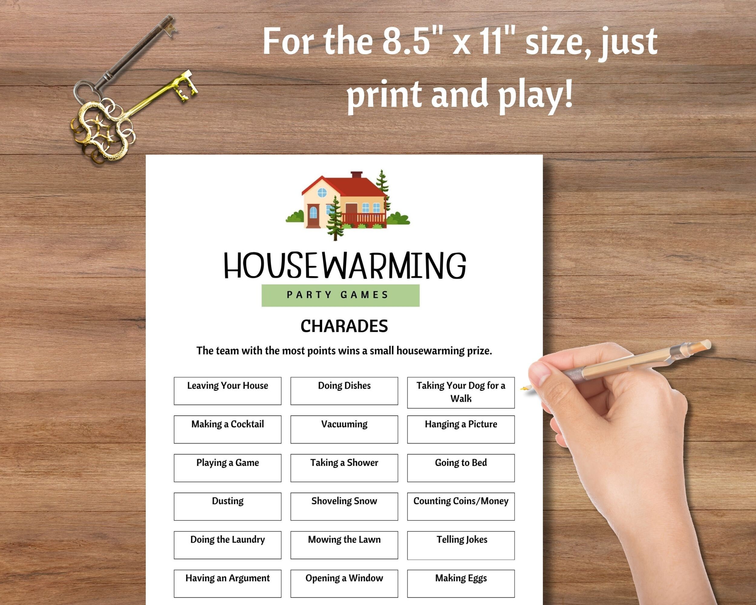 Charades, Housewarming Party Games, Printable Game, Housewarming ...