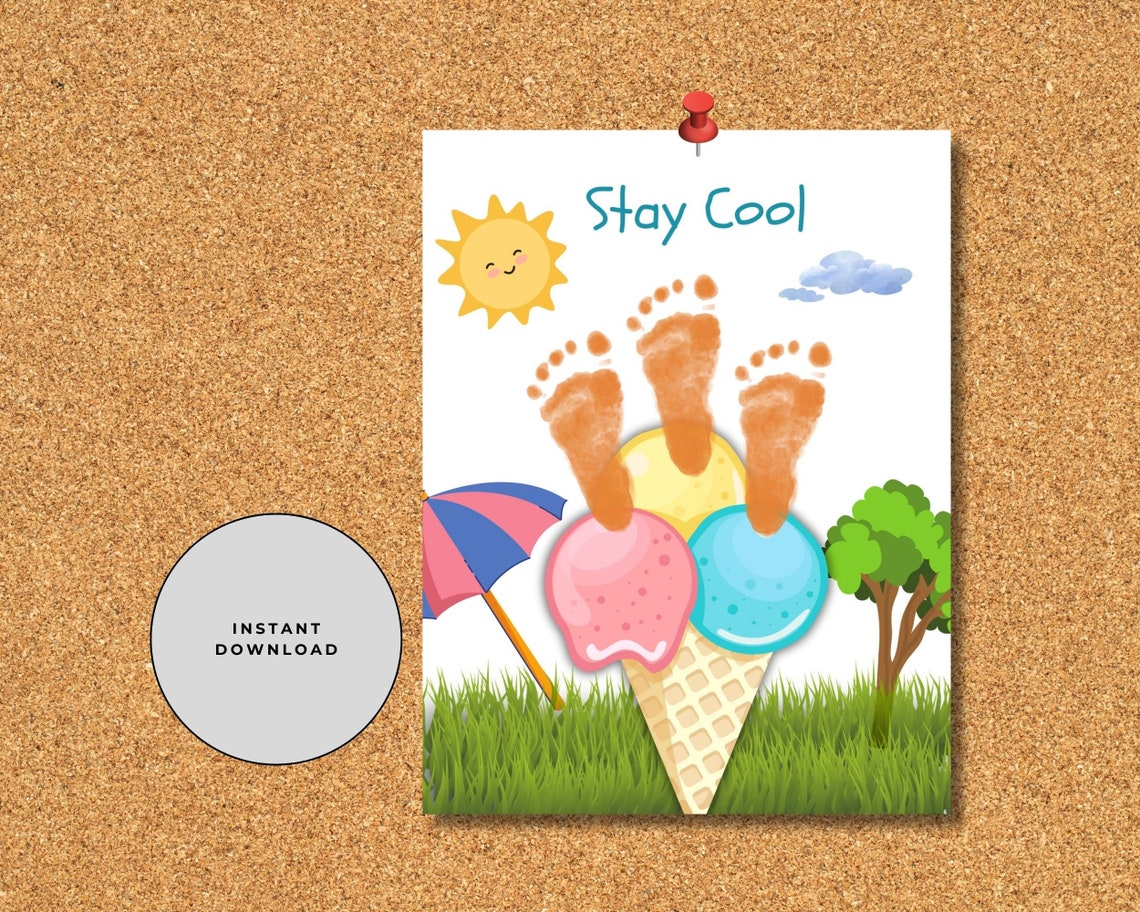 Welcome Summer Footprint Craft, Stay Cool Footprint Art, Footprint Art ...