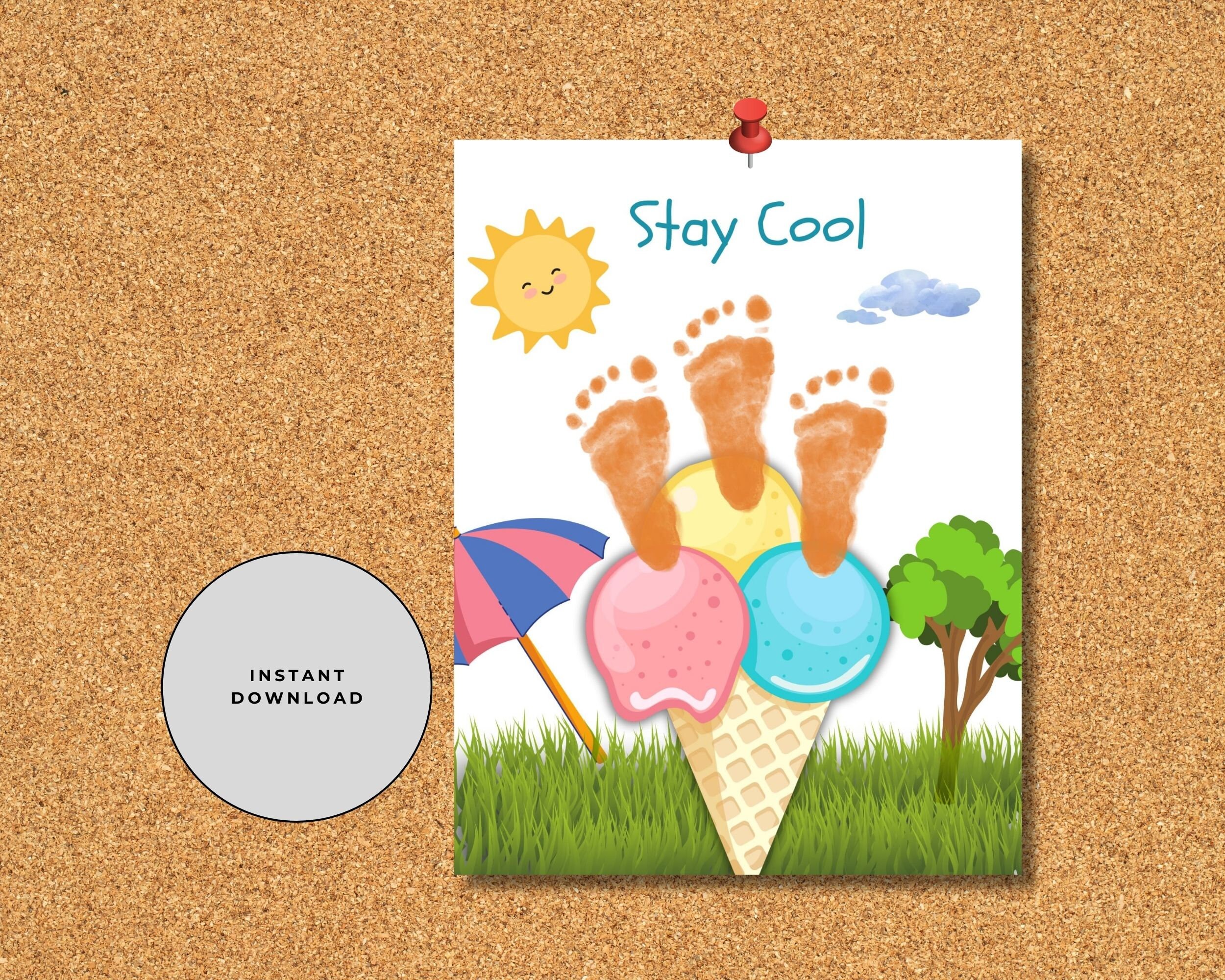 Welcome Summer Footprint Craft, Stay Cool Footprint Art, Footprint Art ...