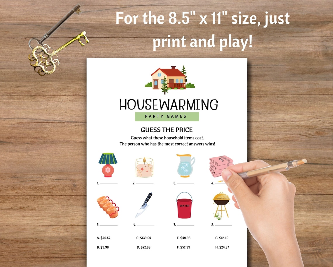 Guess the Price, Housewarming Party Games, Printable Game, Housewarming ...