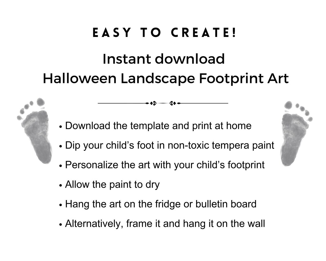 Printable Halloween Footprint Art, Halloween Footprint Craft, Halloween ...