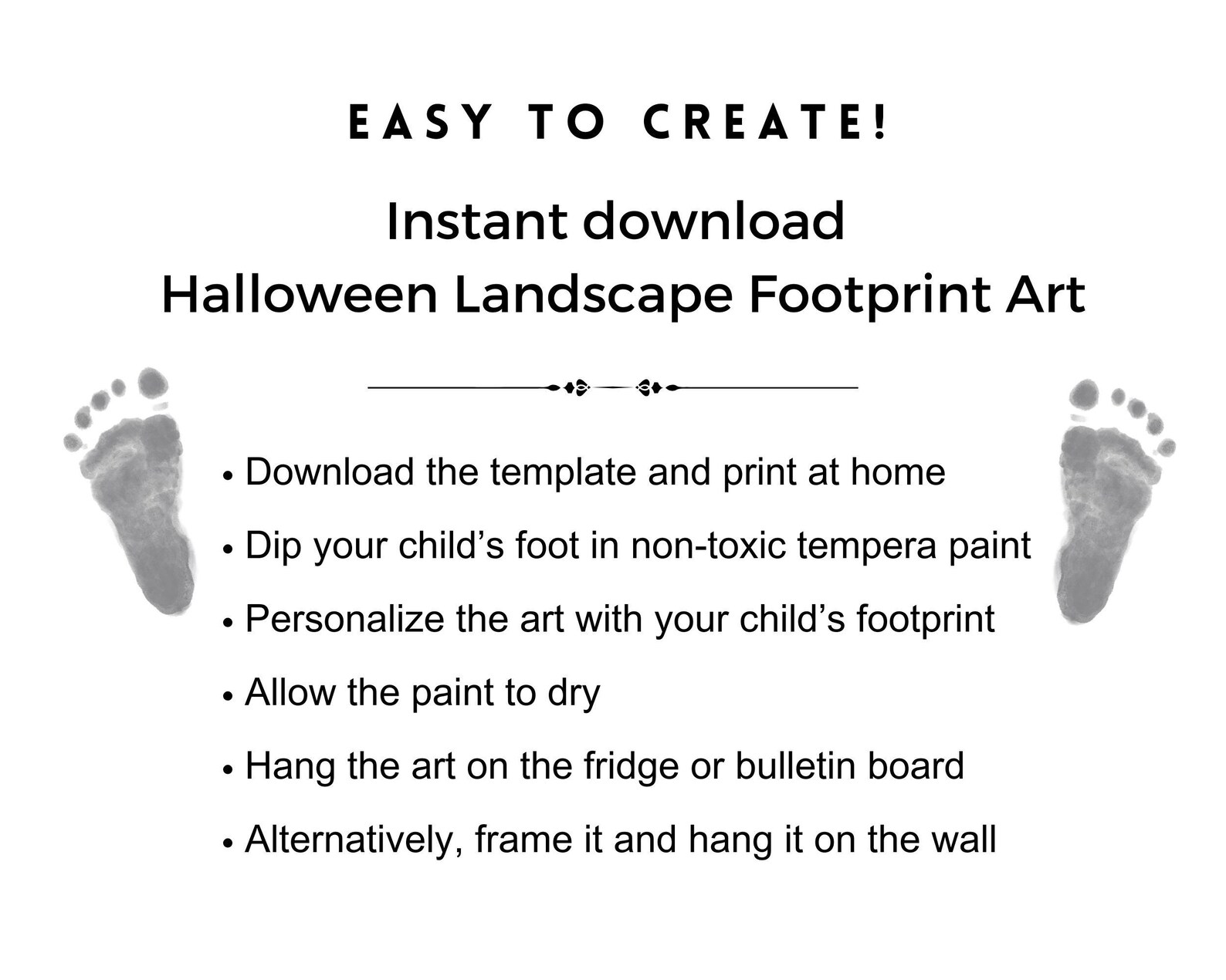 Printable Halloween Footprint Art, Halloween Footprint Craft, Halloween ...