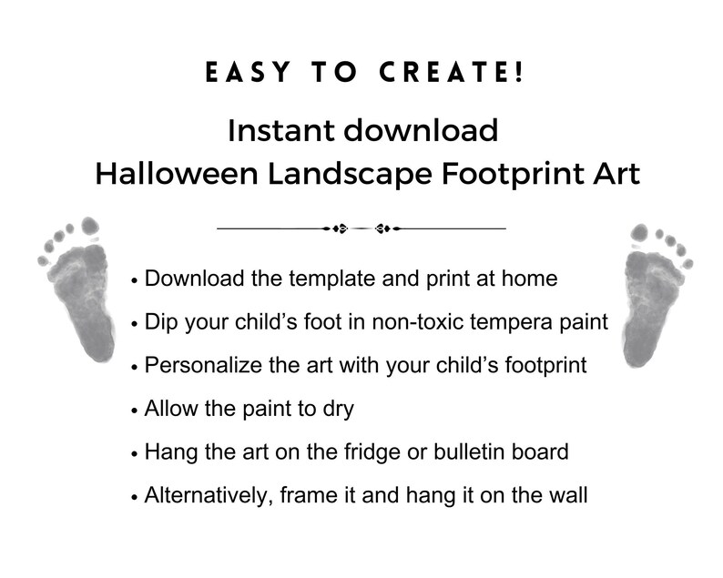 Printable Halloween Footprint Art, Halloween Footprint Craft, Halloween ...