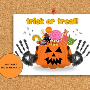 Halloween Handprint Craft Printable, Halloween Handprint Art, Halloween ...