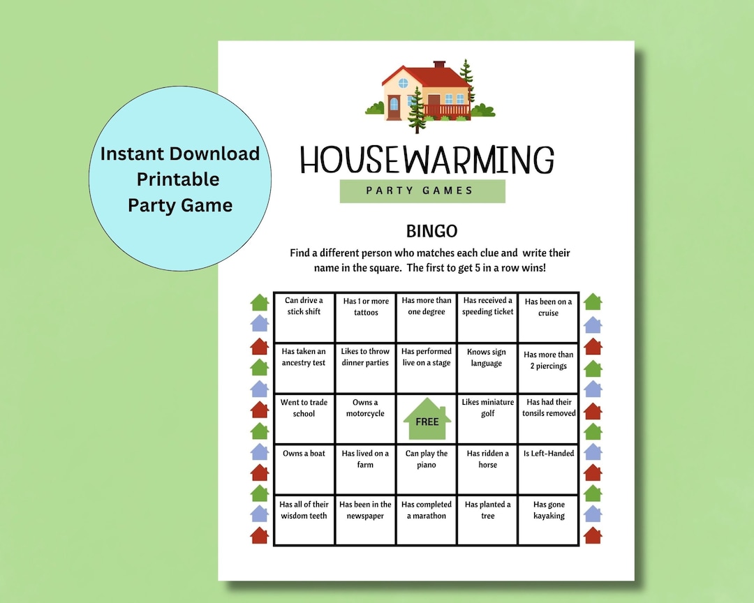 Bingo, Housewarming Party Games, Printable Game, Housewarming ...