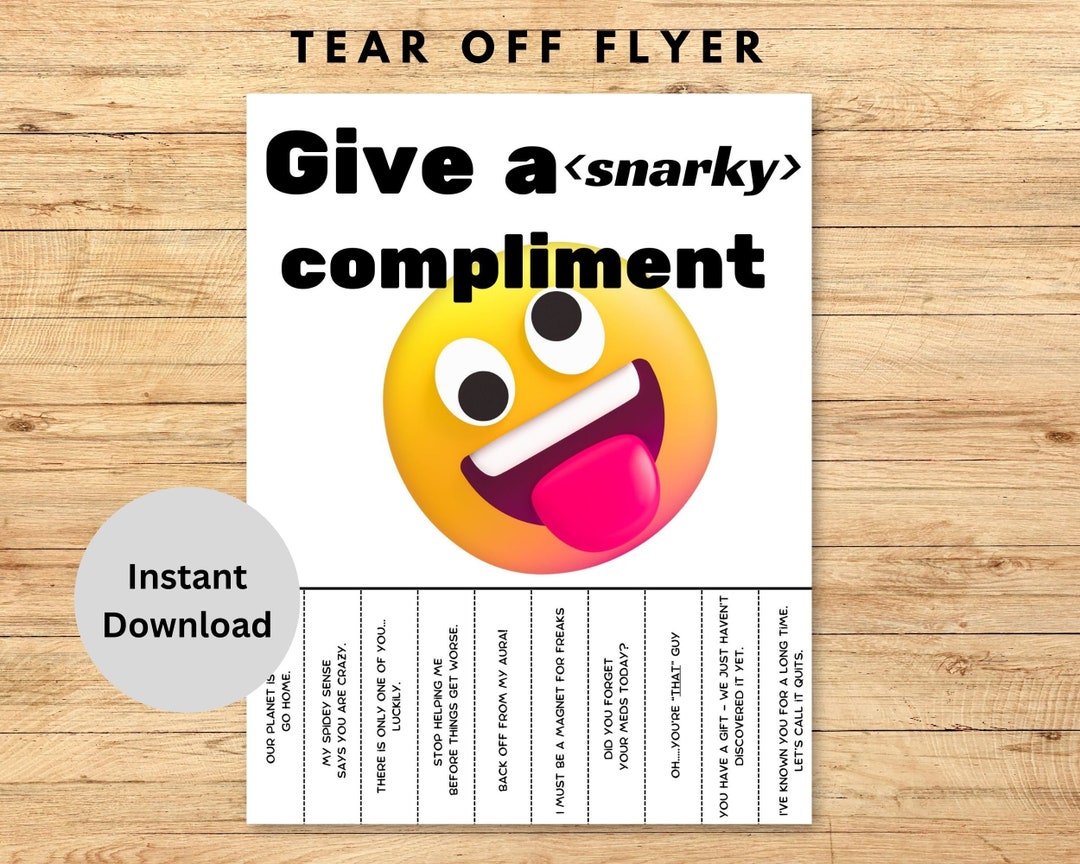 Funny Printable Tear-off Flyer, Sarcastic Humor Flyer, Tear-off ...