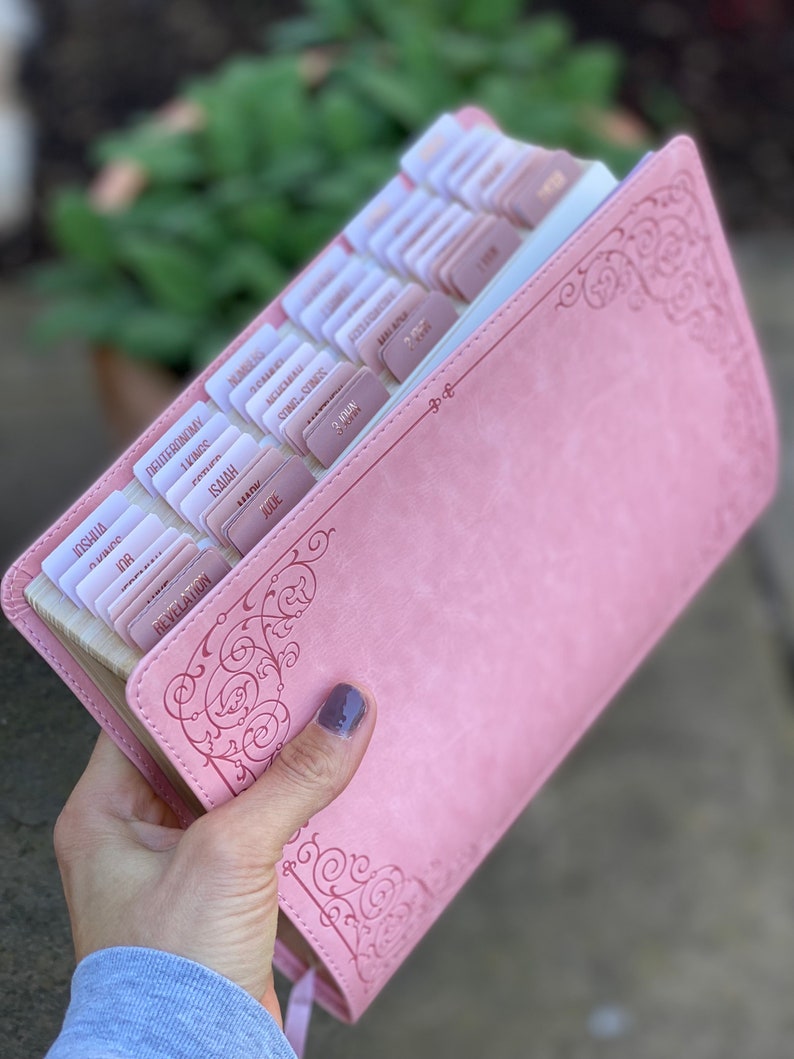 Pink Faux Leather King James Bible: Rose Gold Tabs, Large Print - Etsy
