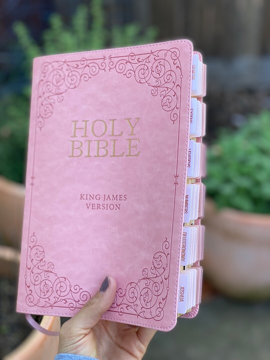 Pink Faux Leather King James Bible: Rose Gold Tabs, Large Print - Etsy