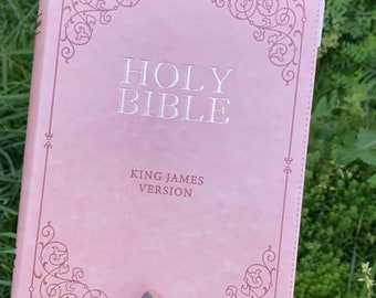 Pink Faux Leather King James Bible: Rose Gold Tabs, Large Print - Etsy